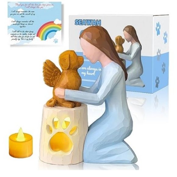 Seawah | Dog | Angel Dog Candle Holder Statue For Pet Memorial Gift Dog ...